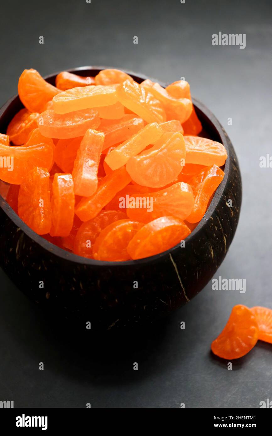 Orange sugar candy. Indian Vintage style boiled sugar confectionery ...