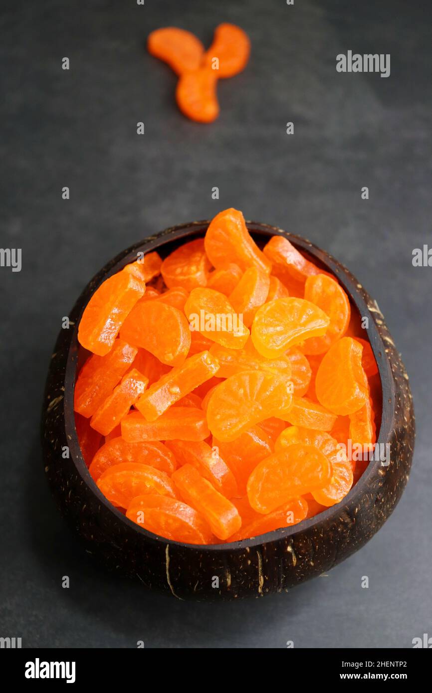 Orange sugar candy. Indian Vintage style boiled sugar confectionery ...