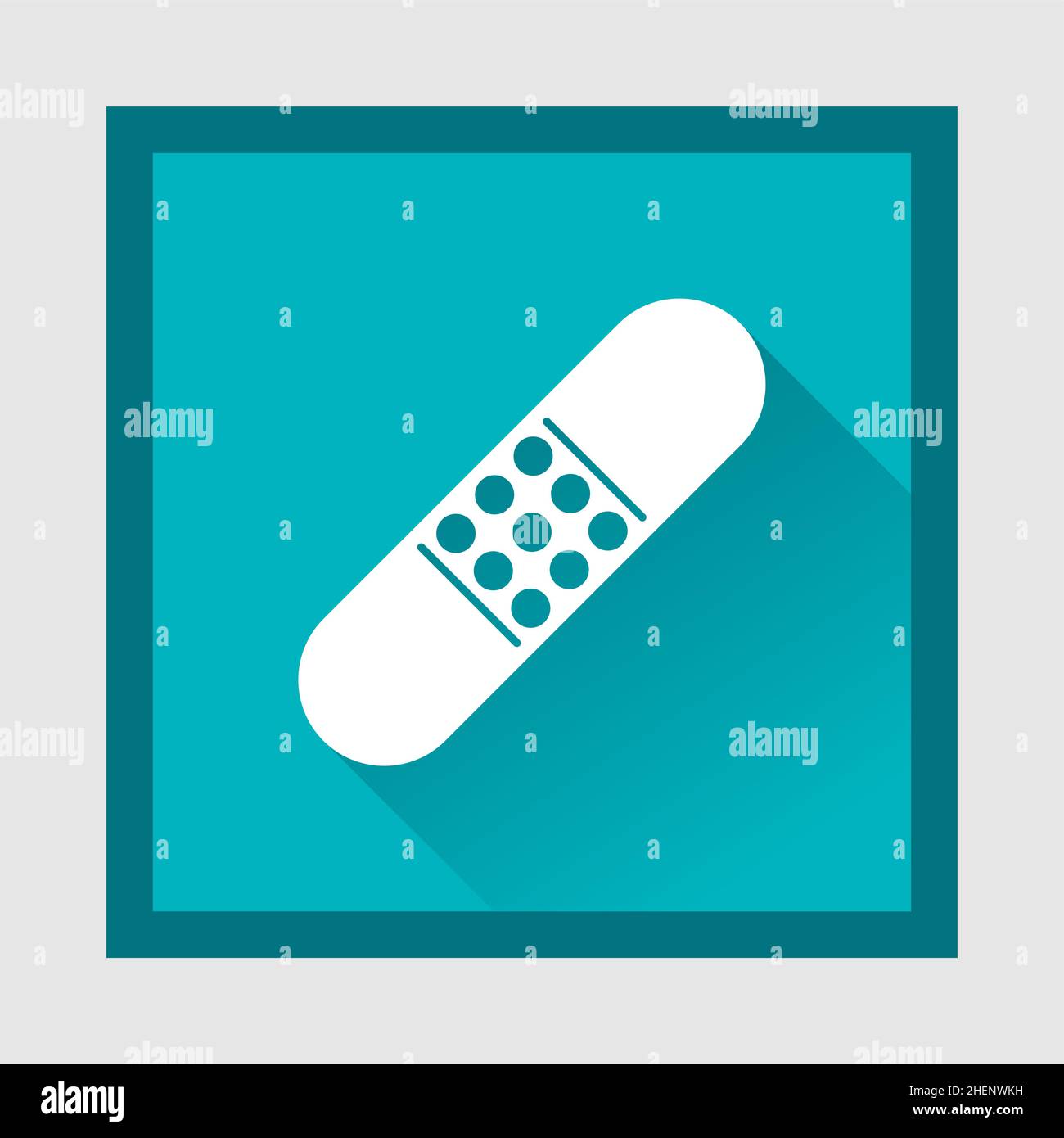 Medical plaster symbol sign with shadow on green background.Health Care ...