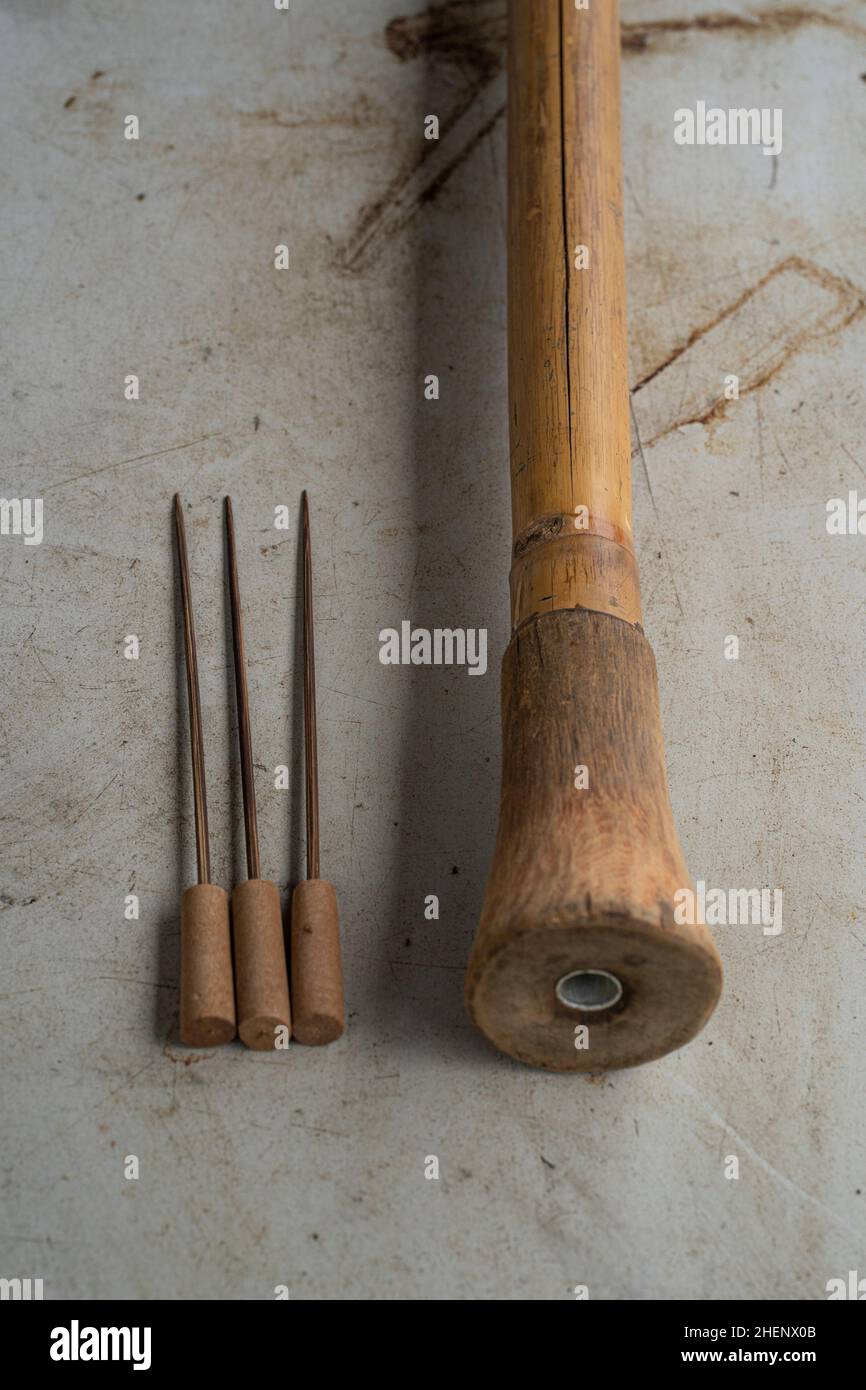 Rear end of a blowpipe, or locally known as sumpit, a hunting ...