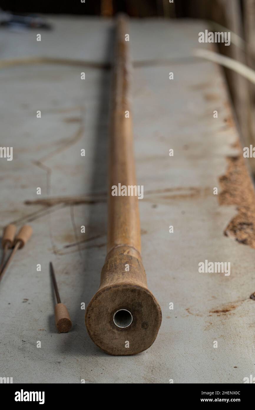 Rear end of a blowpipe, or locally known as sumpit, a hunting ...