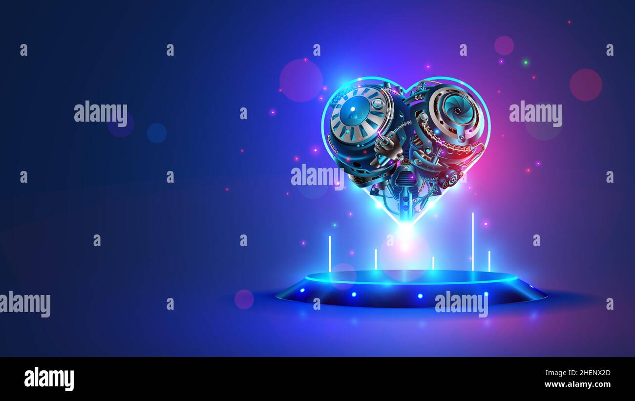 love heart in technology style. tech computer mechanism in heart shapes ...