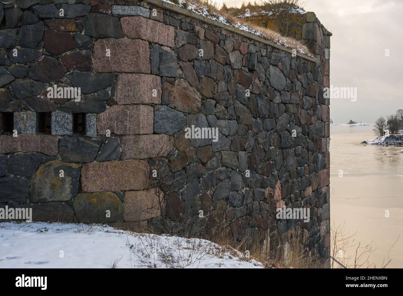 Old stone buildings of the Suomenlinna fortress island in Helsinki ...