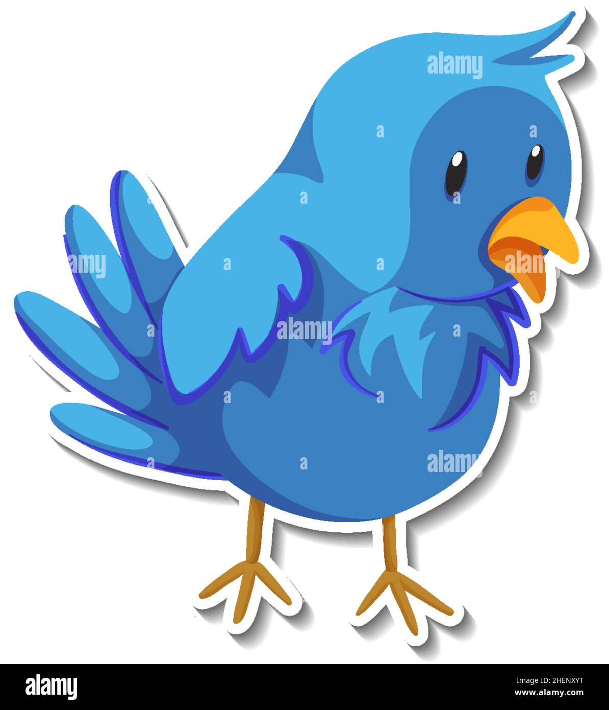Little blue bird animal cartoon sticker illustration Stock Vector Image ...