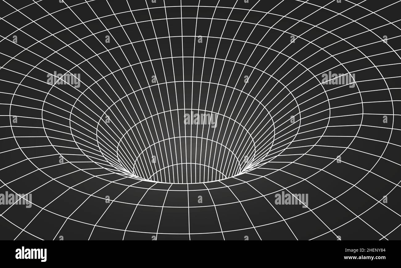 Wormhole geometric grid wireframe tunnel flat style design vector ...