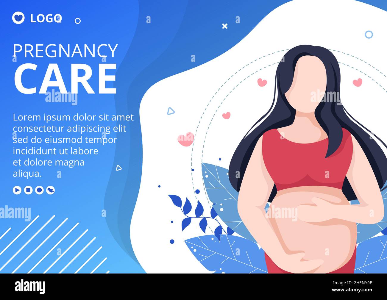 Pregnant Mother and Maternity Insurance Post Health care Template Flat ...