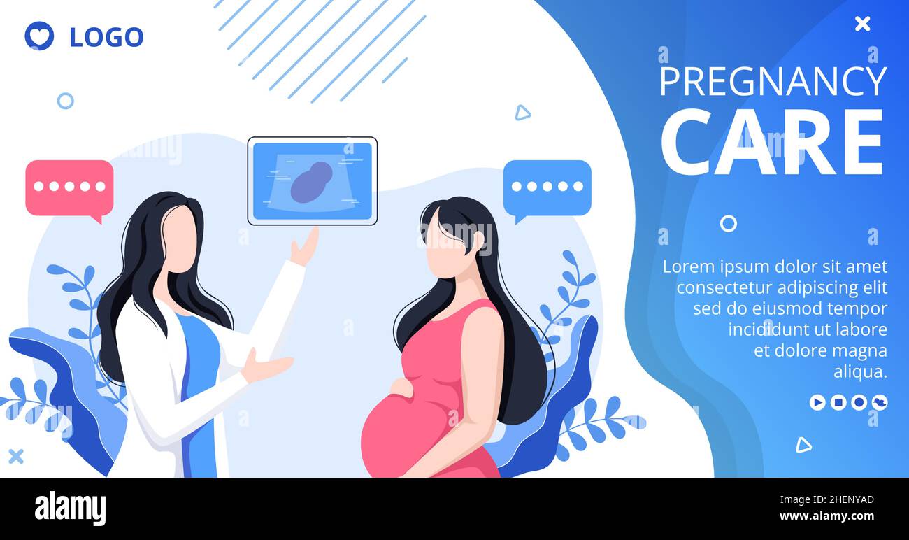 Pregnant Mother and Maternity Insurance Post Health care Template Flat ...