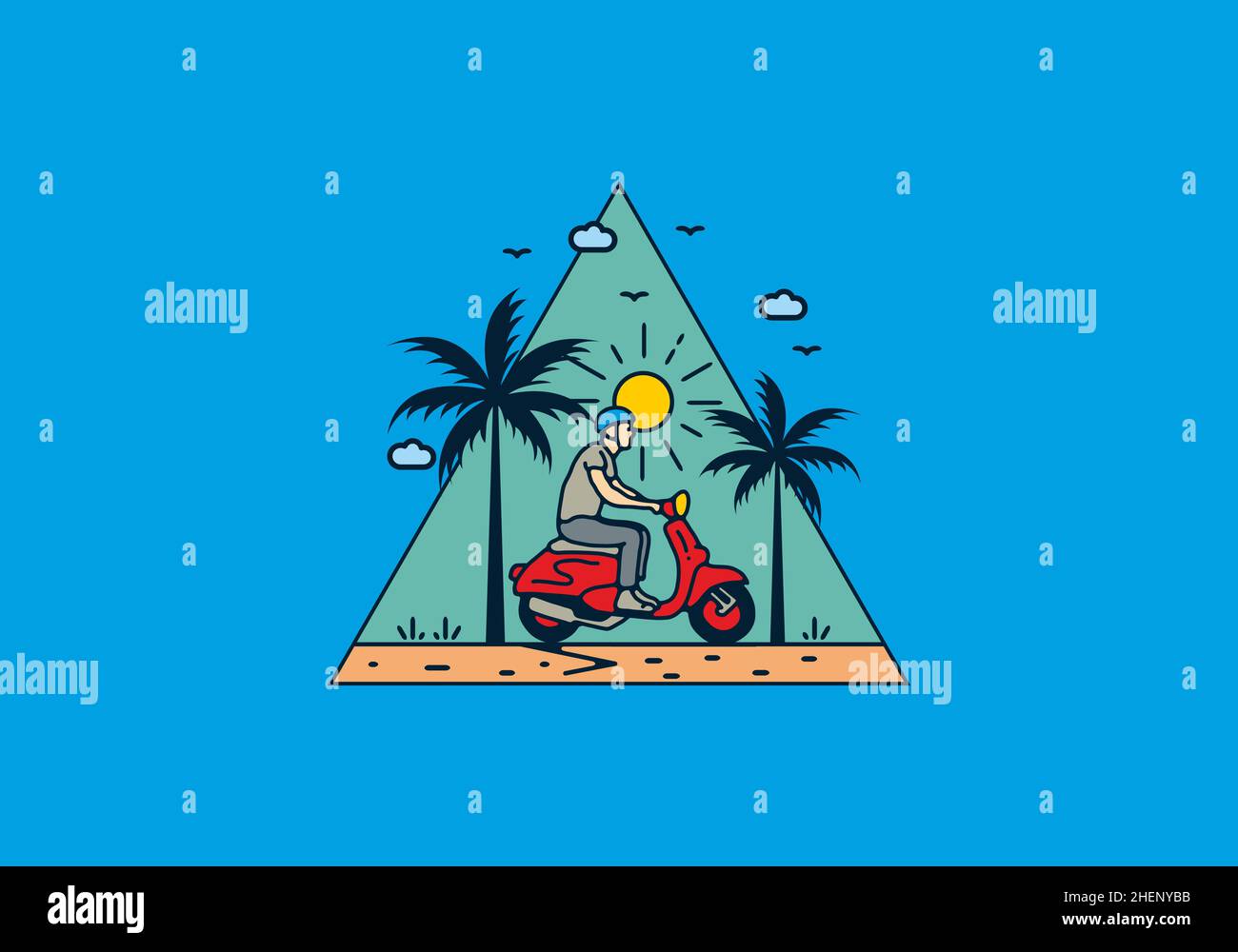Riding scooter line art illustration design Stock Vector Image & Art ...