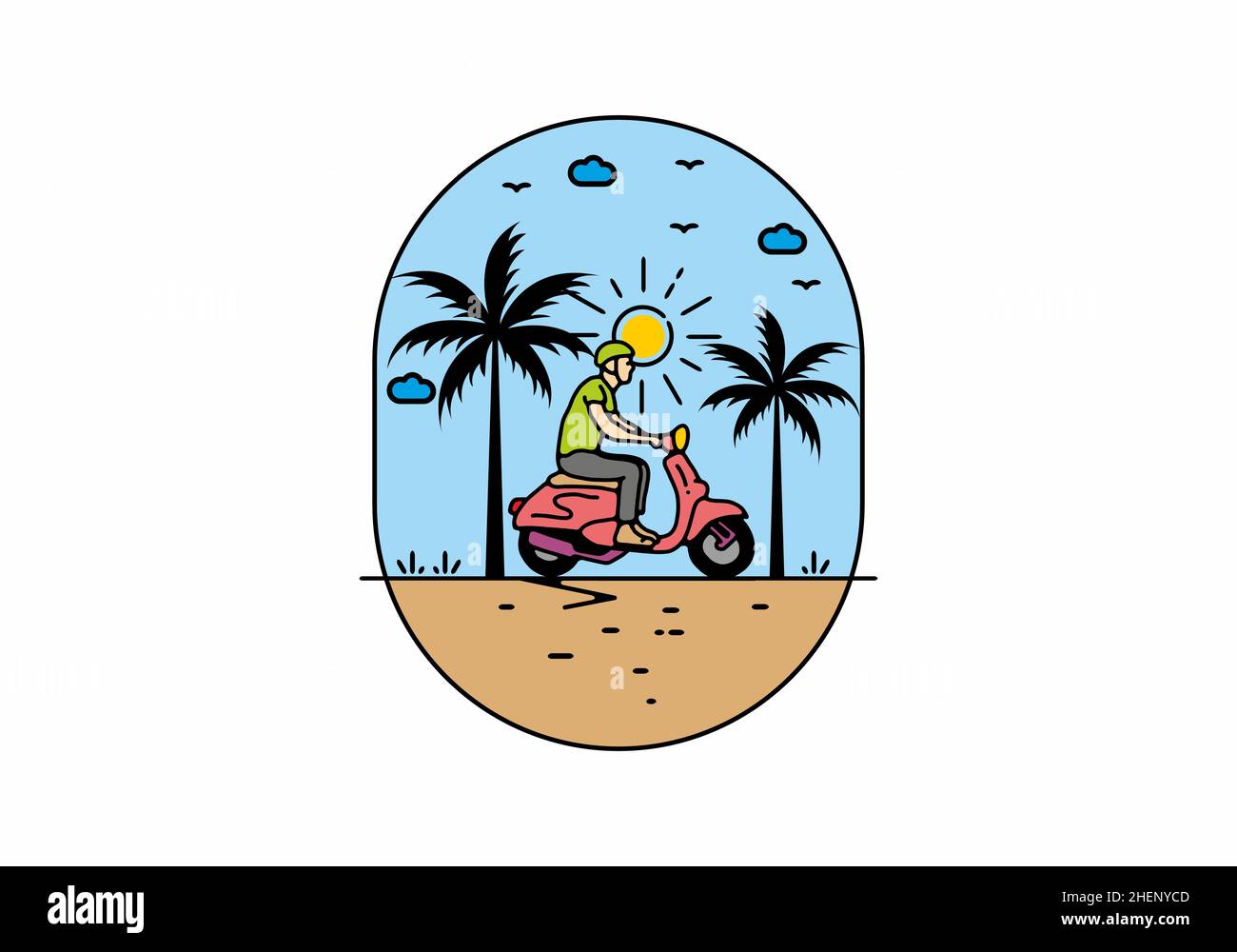 Riding scooter line art illustration design Stock Vector Image & Art ...