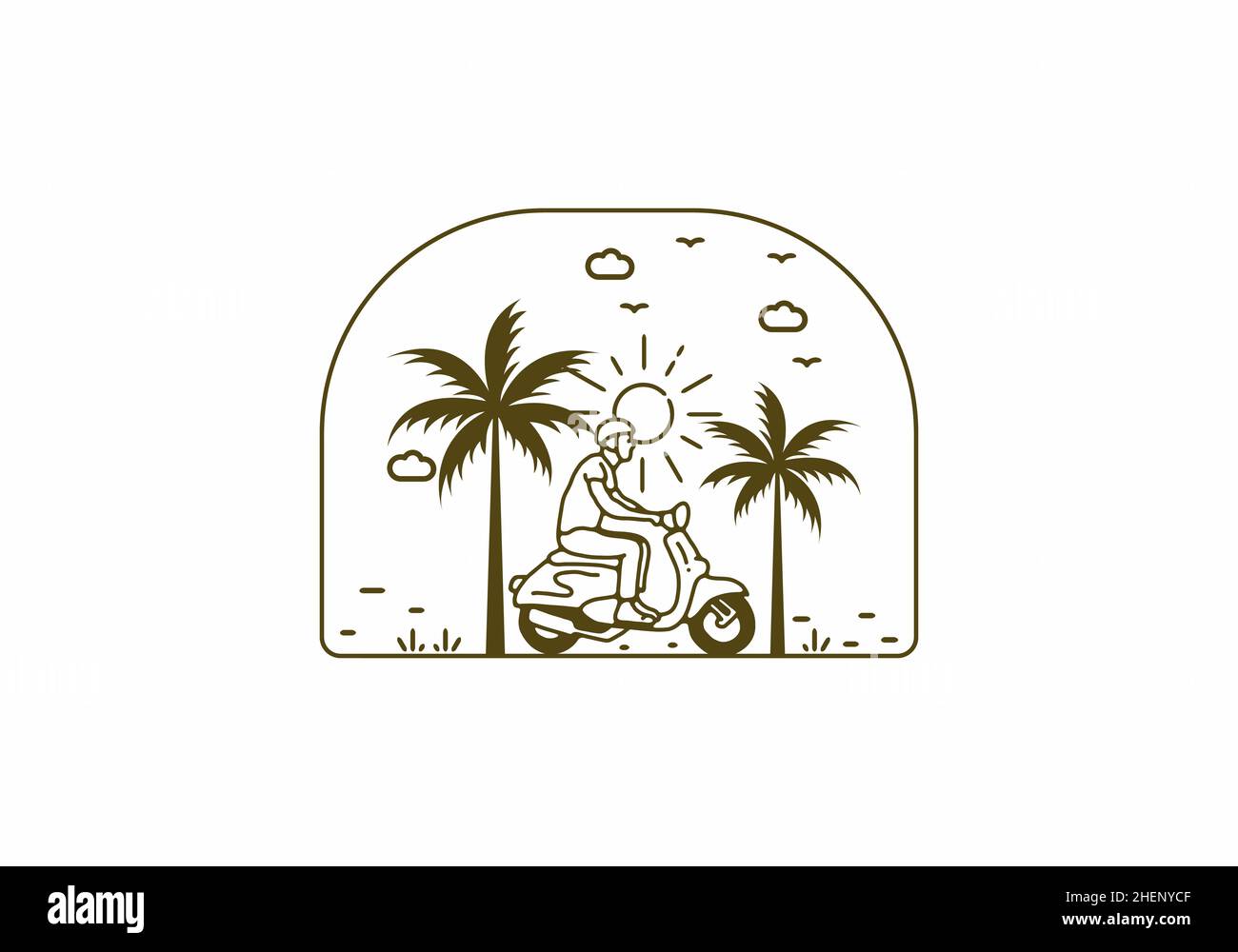 Riding scooter line art illustration design Stock Vector Image & Art ...