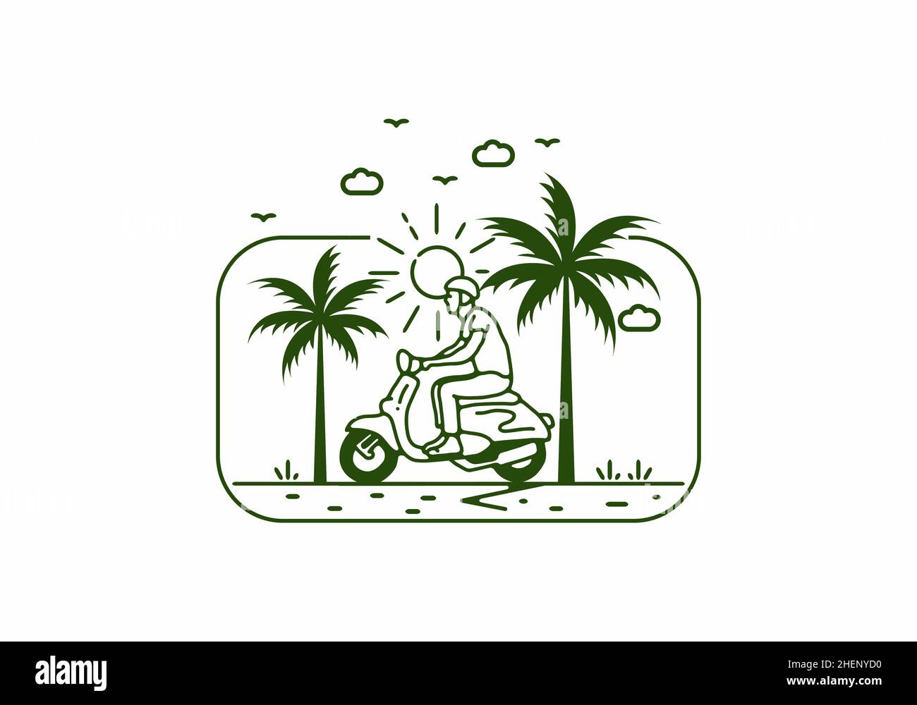Riding scooter line art illustration design Stock Vector Image & Art ...