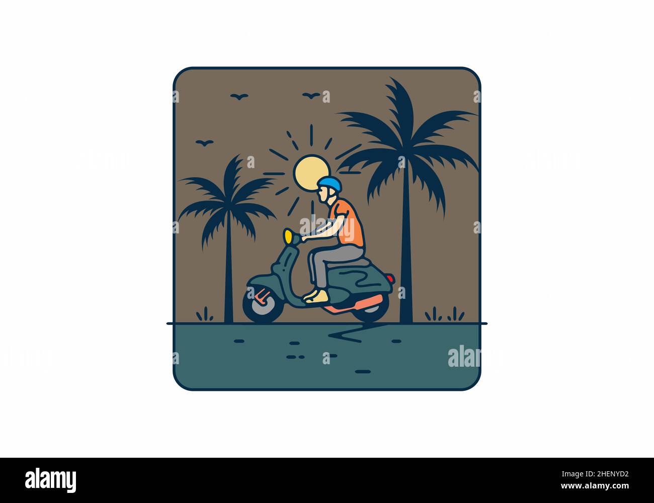 Riding scooter line art illustration design Stock Vector Image & Art ...