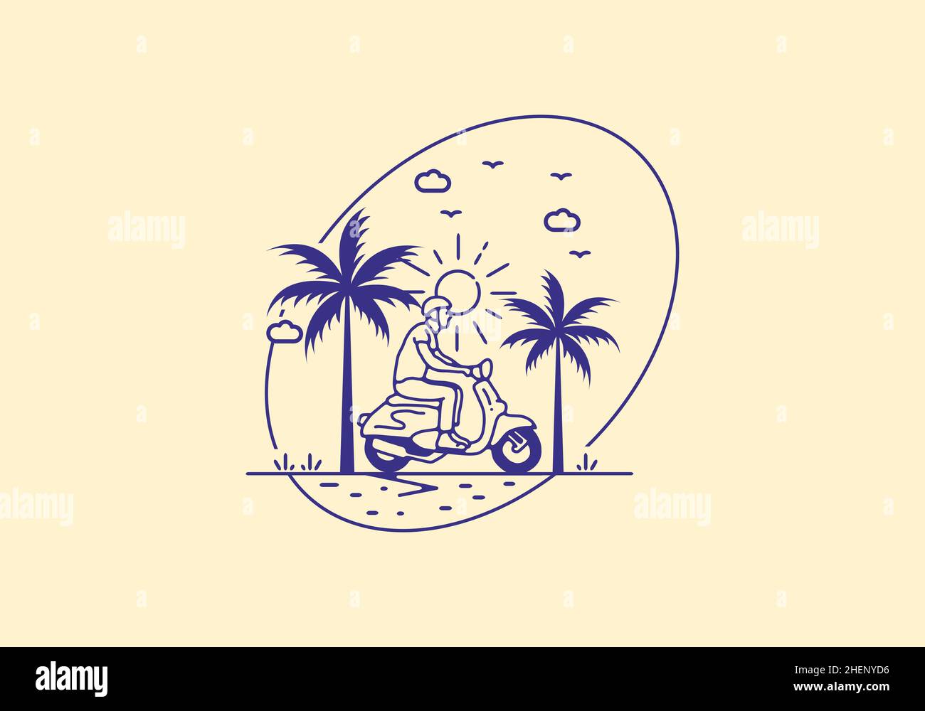 Riding scooter line art illustration design Stock Vector Image & Art ...