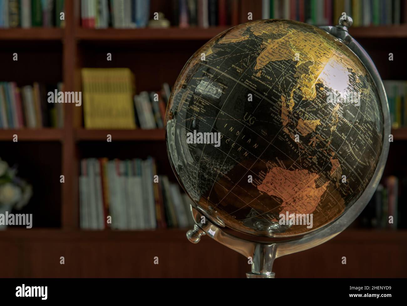 Chiang Rai,Thailand - Sep 06, 2020 : Replica globe on the background of ...