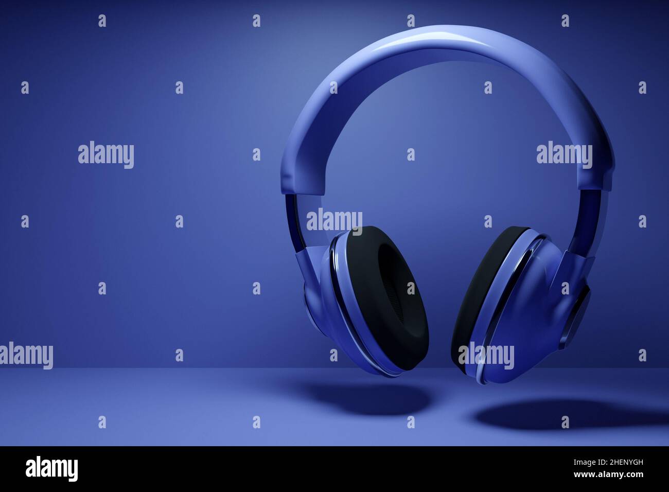 3d illustration of purple retro headphones on purple isolated ...