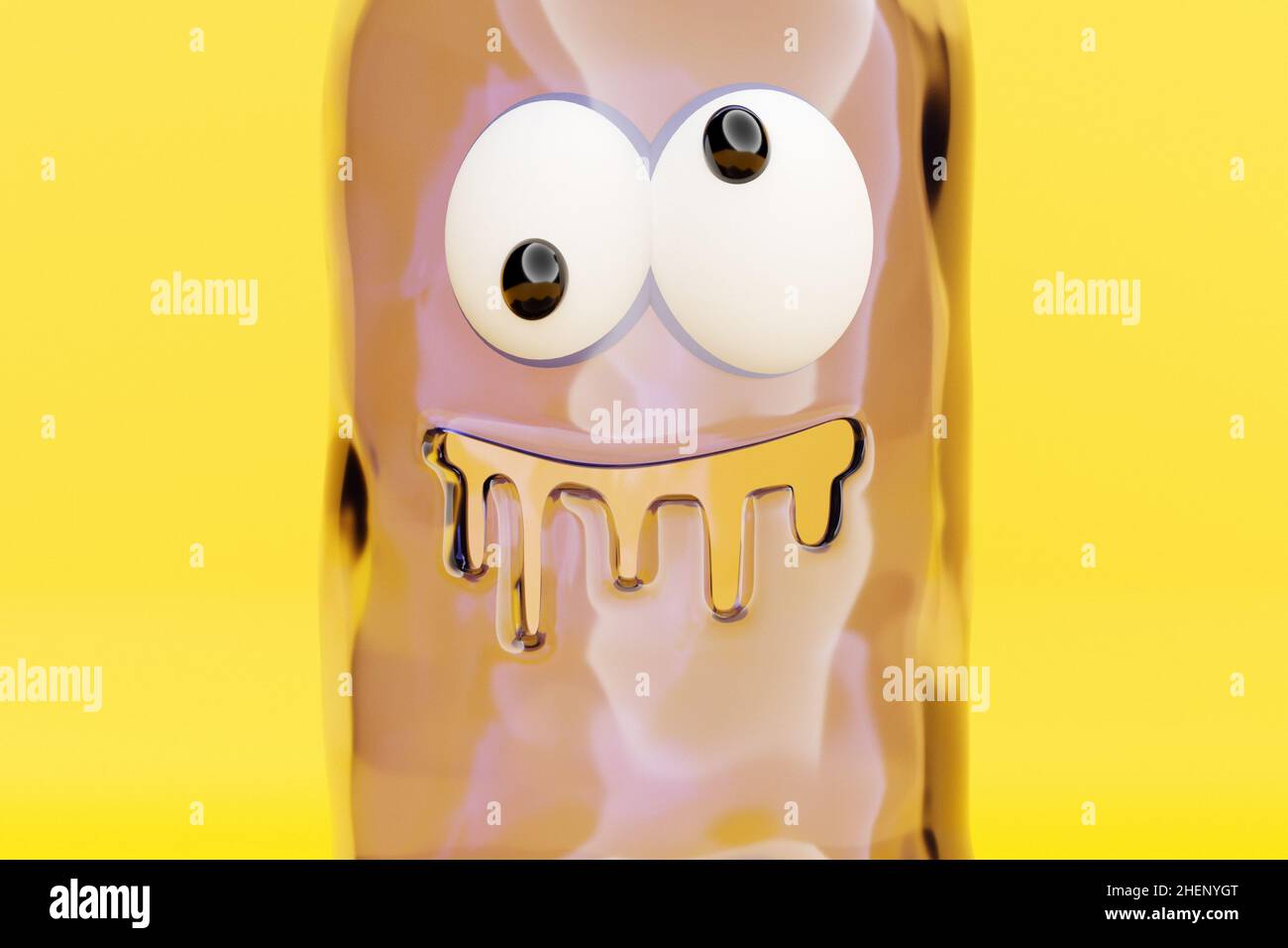 3d illustration of a yellow transparent monster that looks like a ...