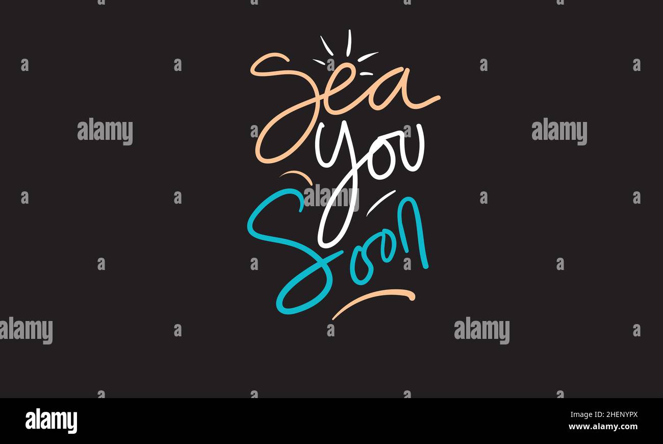sea you soon summer beach t-shirt monogram text vector template Stock ...