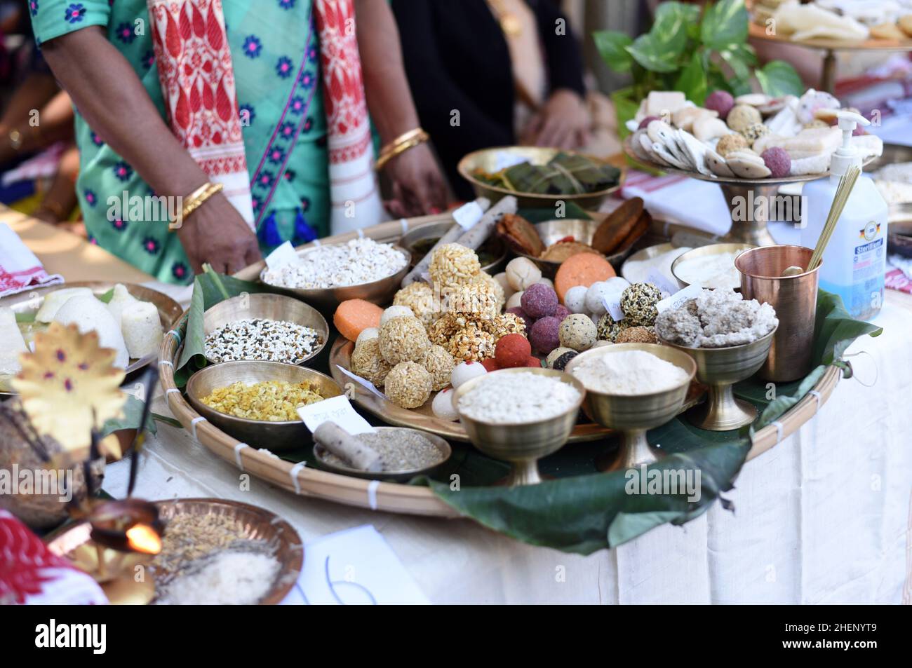 Assamese women displays Assamese traditional food items ahead of ...