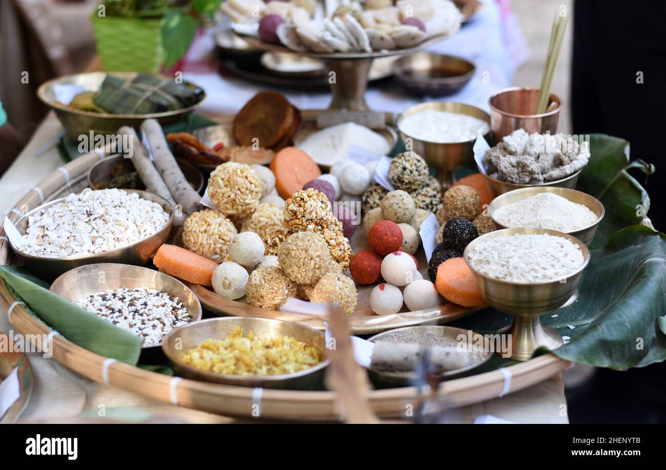 Assamese women displays Assamese traditional food items ahead of ...