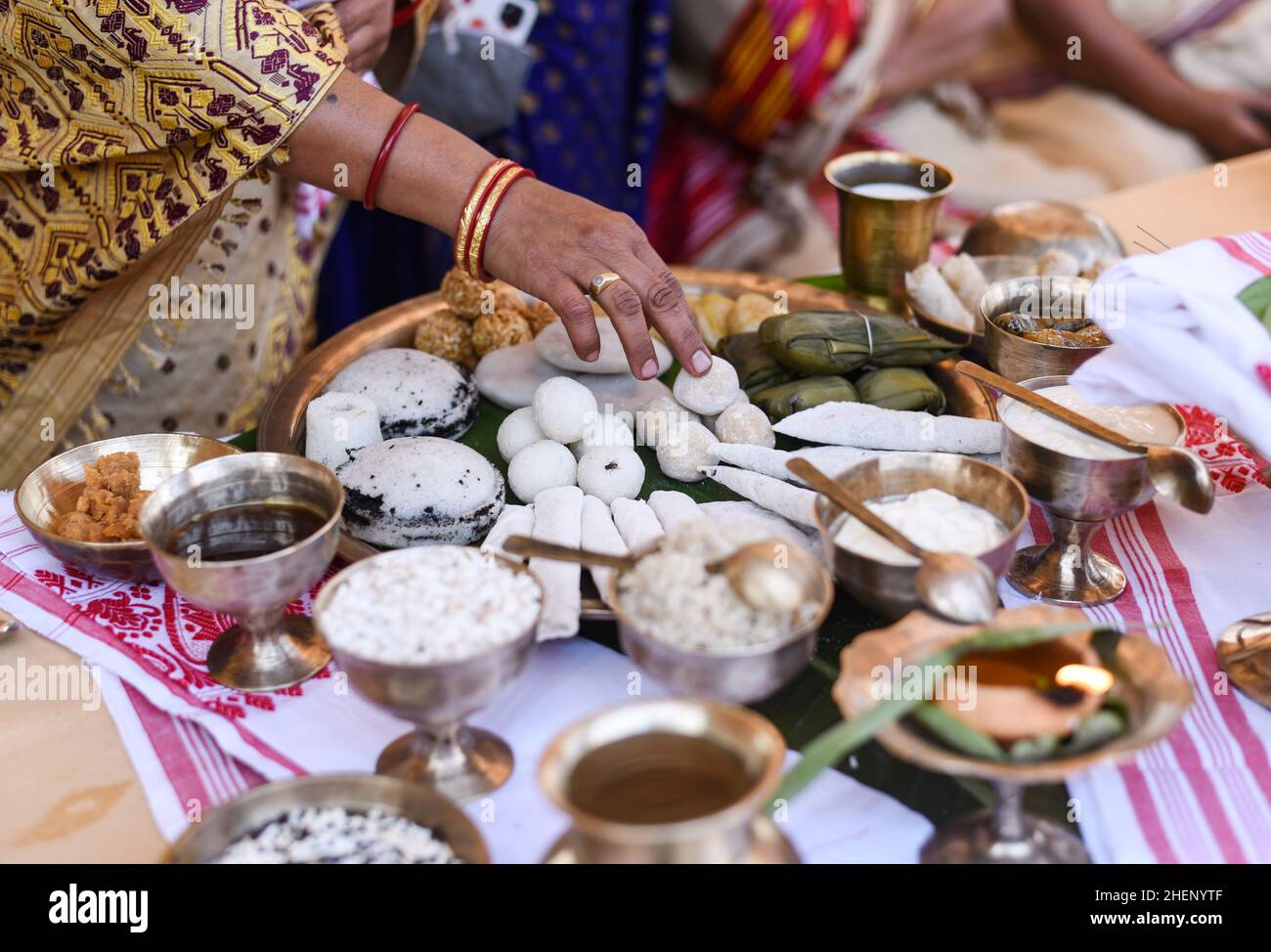 Assamese women displays Assamese traditional food items ahead of ...