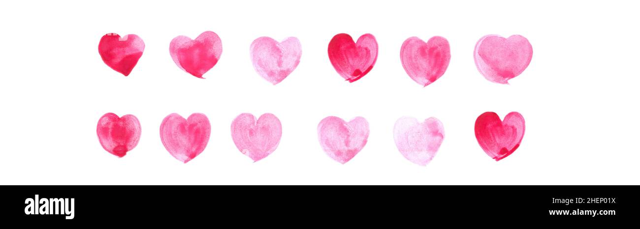 Hand drawn pink heart set. Valentine day Stock Photo - Alamy