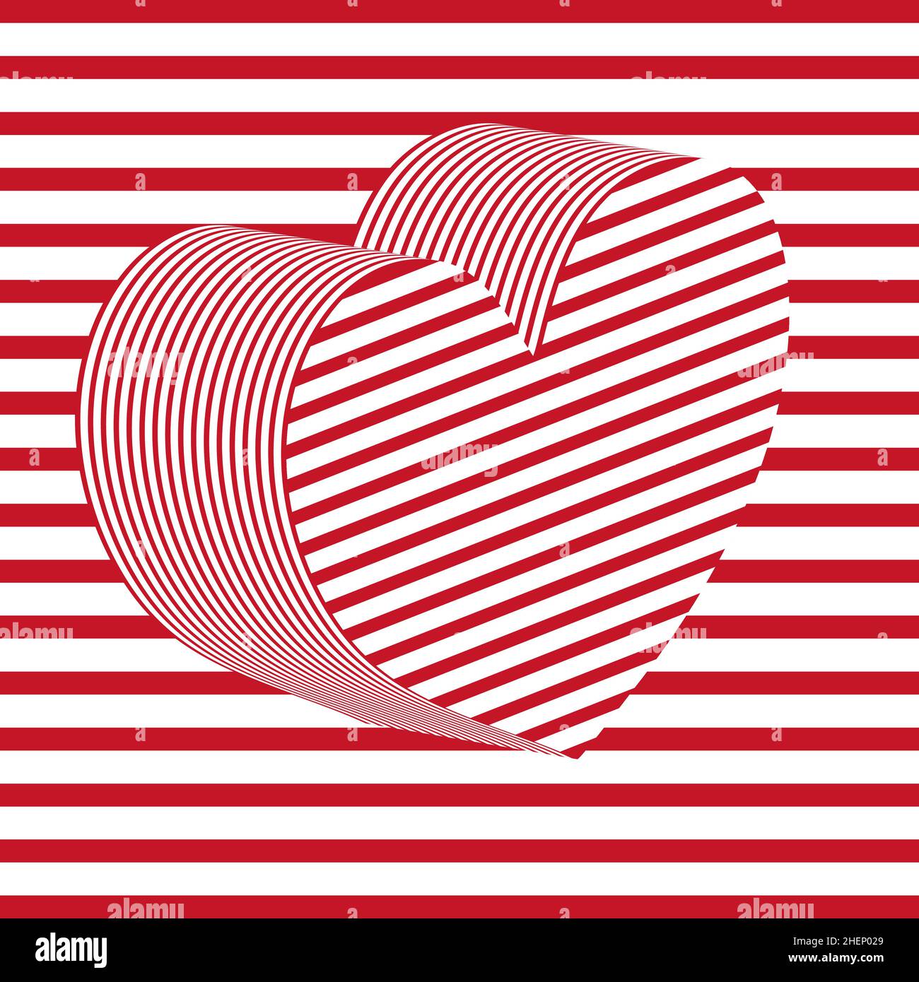 Optical illusion of white and red 3D heart Stock Vector Image & Art - Alamy