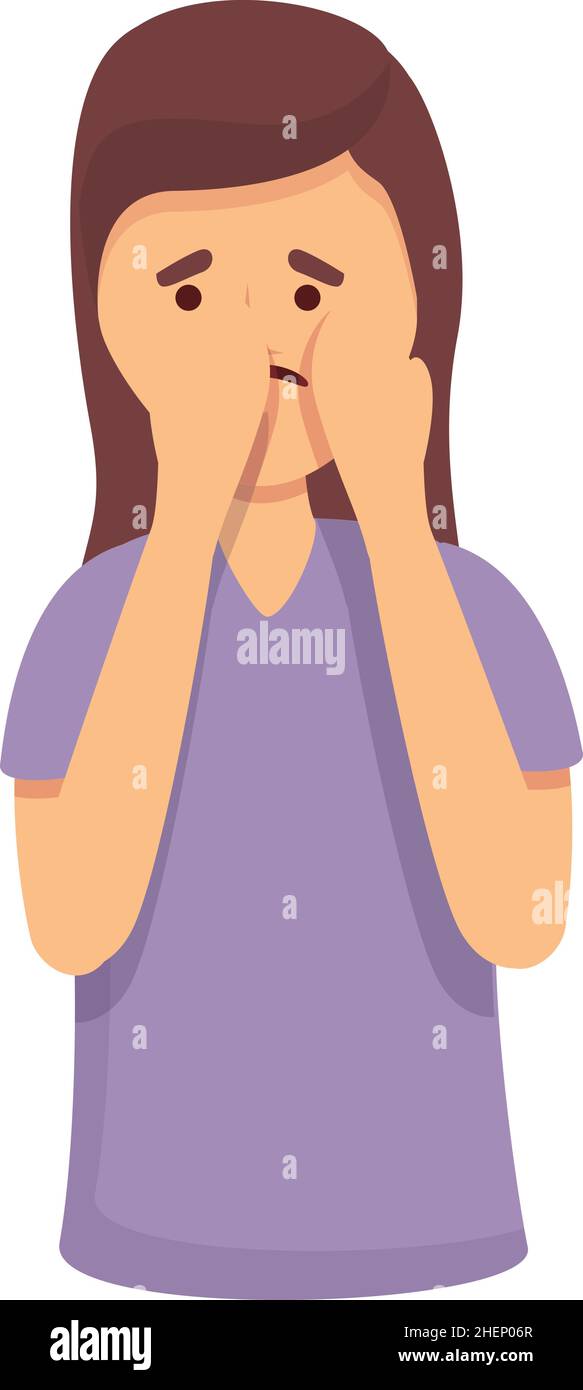 Woman crying icon cartoon vector. Panic stress. Anxiety attack Stock ...