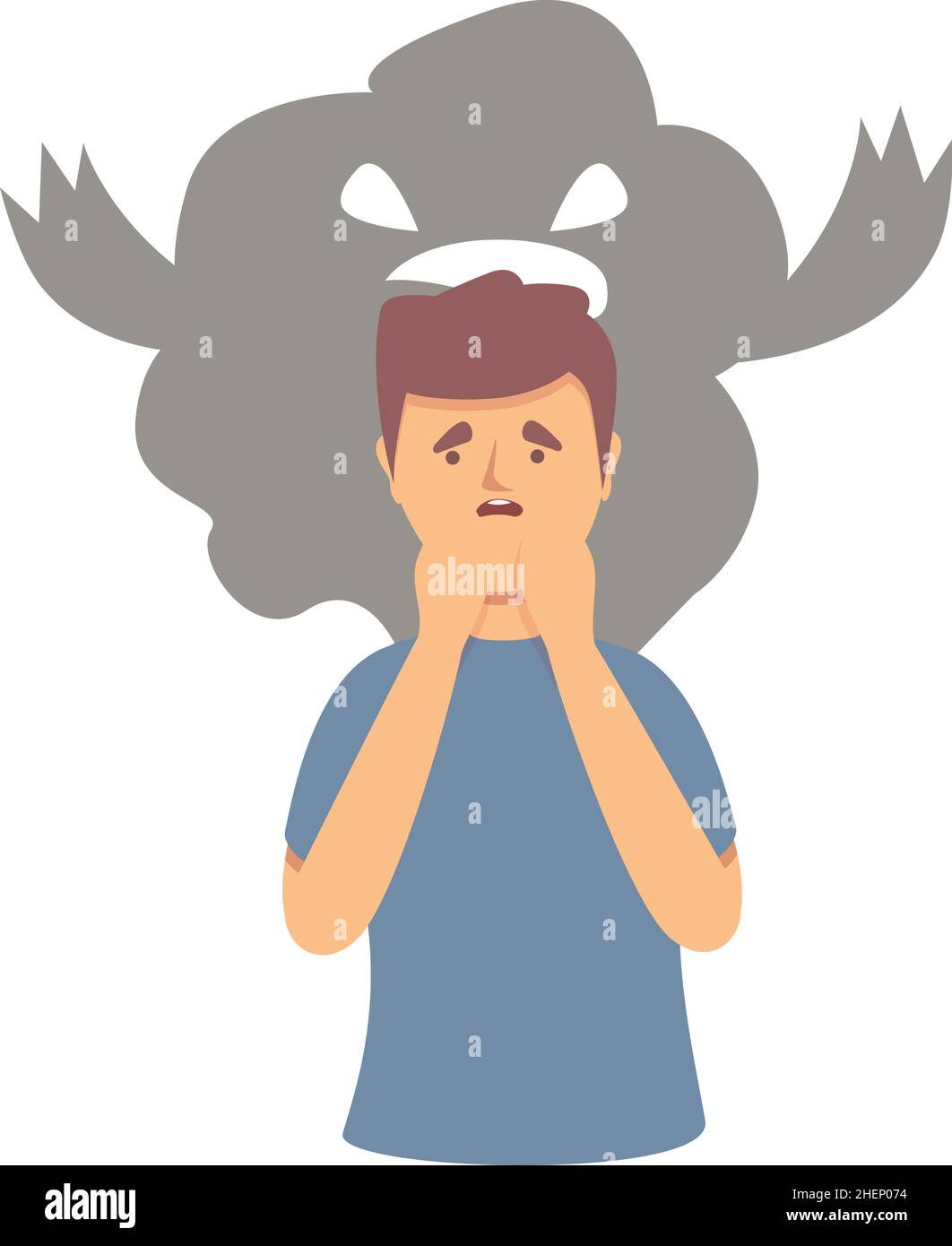 Night fear scare icon cartoon vector. Panic attack. Mental stress Stock ...
