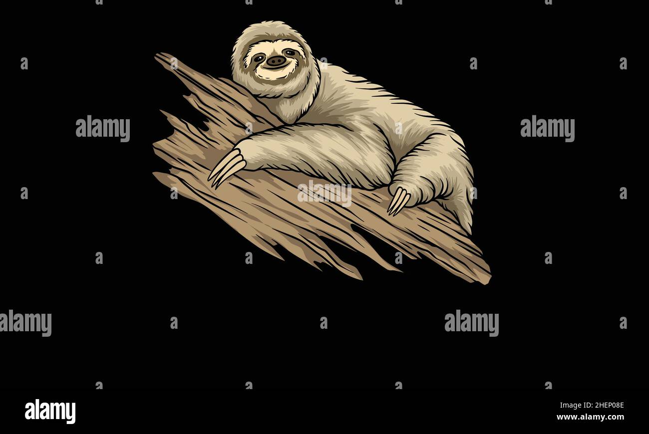 Hanging sloth with wood monogram vector template Stock Vector Image ...
