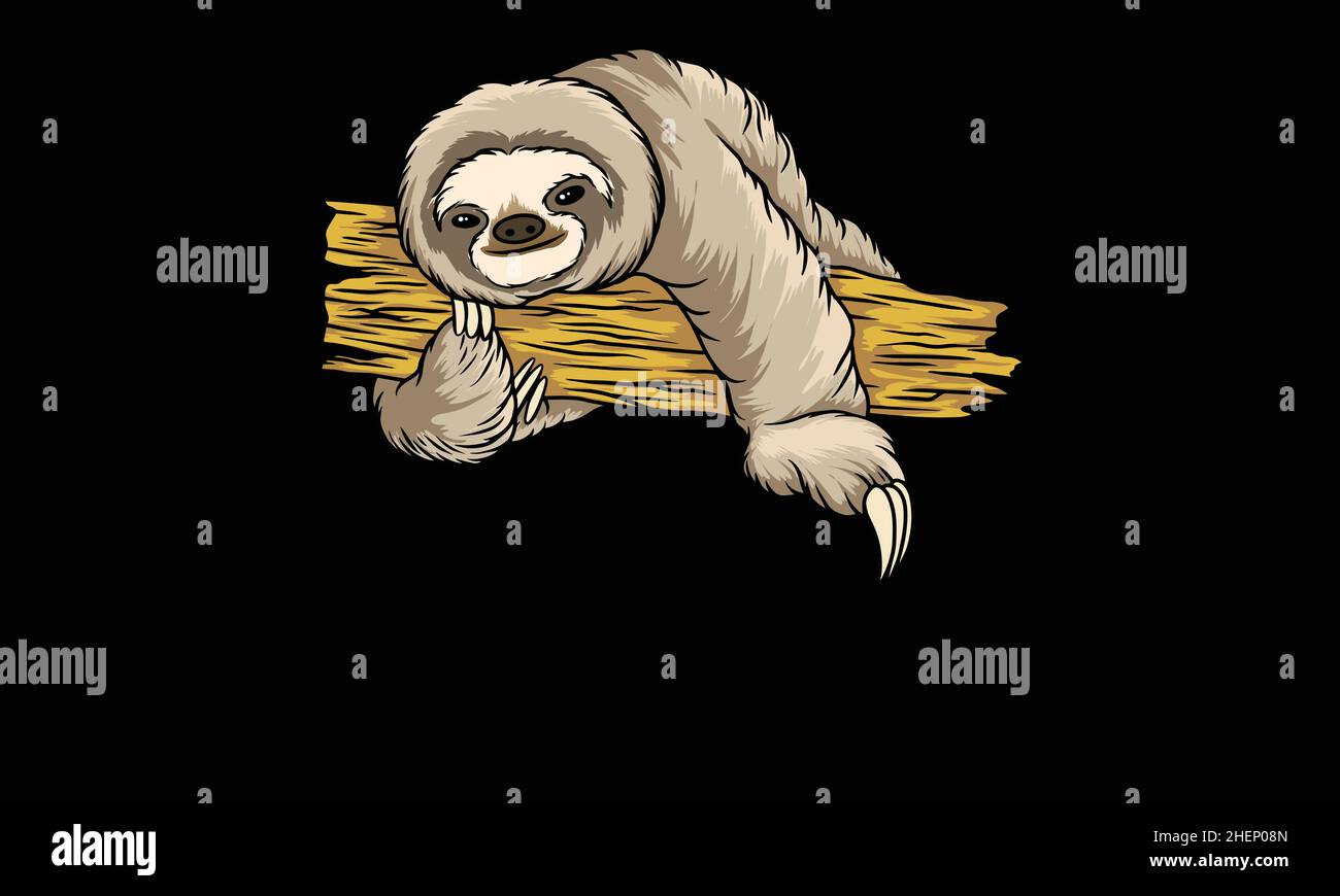 Hanging sloth with wood monogram vector template Stock Vector Image ...