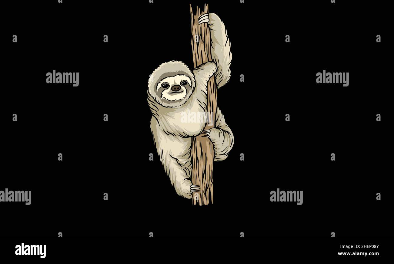 Hanging sloth with wood monogram vector template Stock Vector Image ...