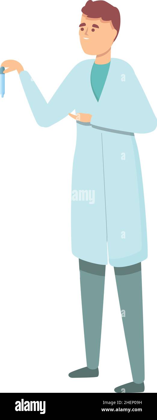 Lab worker pipette icon cartoon vector. Medical research. Science test ...
