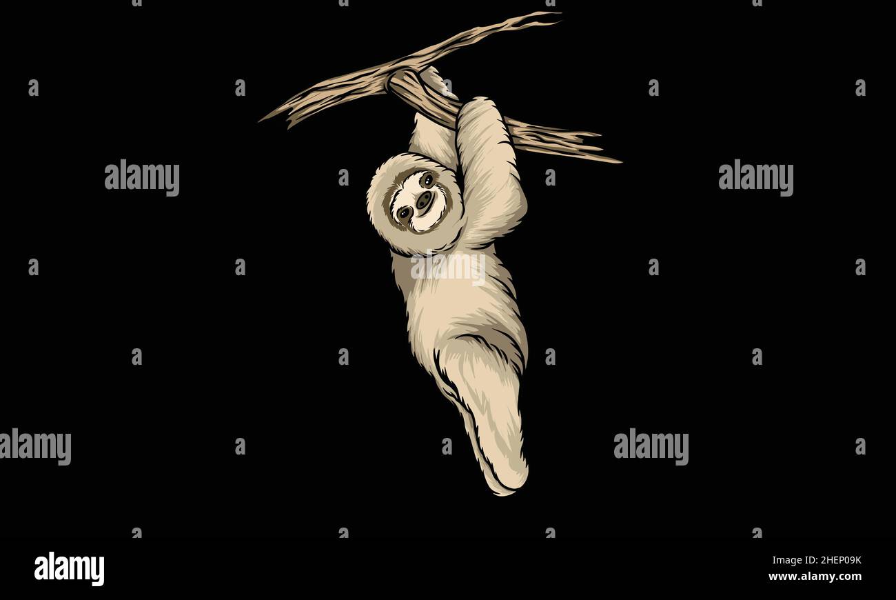 Hanging sloth with wood monogram vector template Stock Vector Image ...