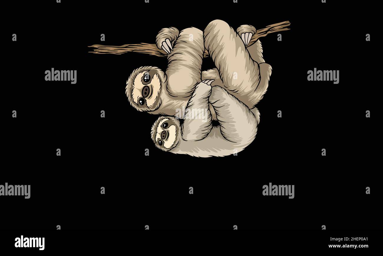 hanging two sloth with wood monogram vector template Stock Vector Image ...
