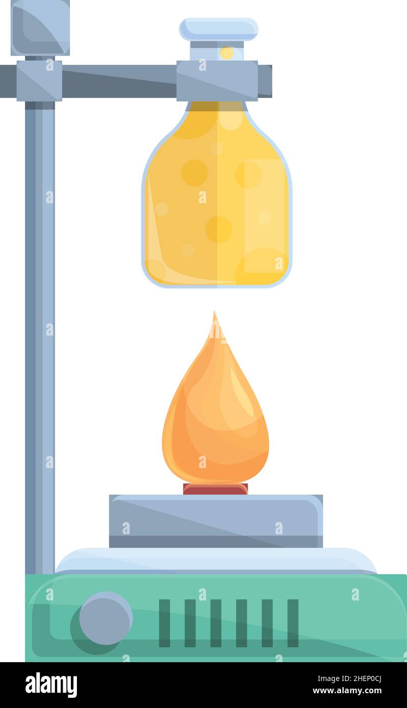 Burning lab flask icon cartoon vector. Laboratory research. Science ...