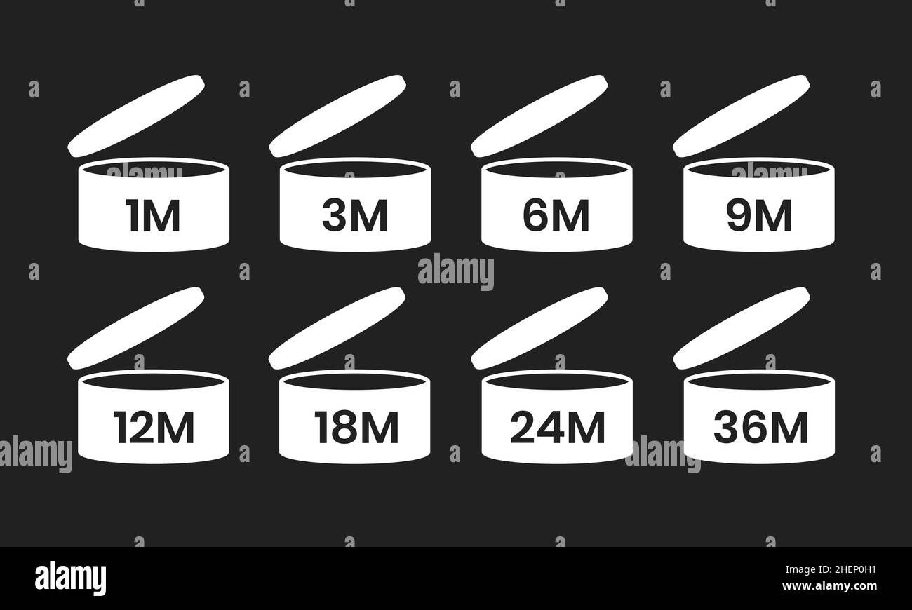 PAO, period after open icon sign set flat style design vector ...