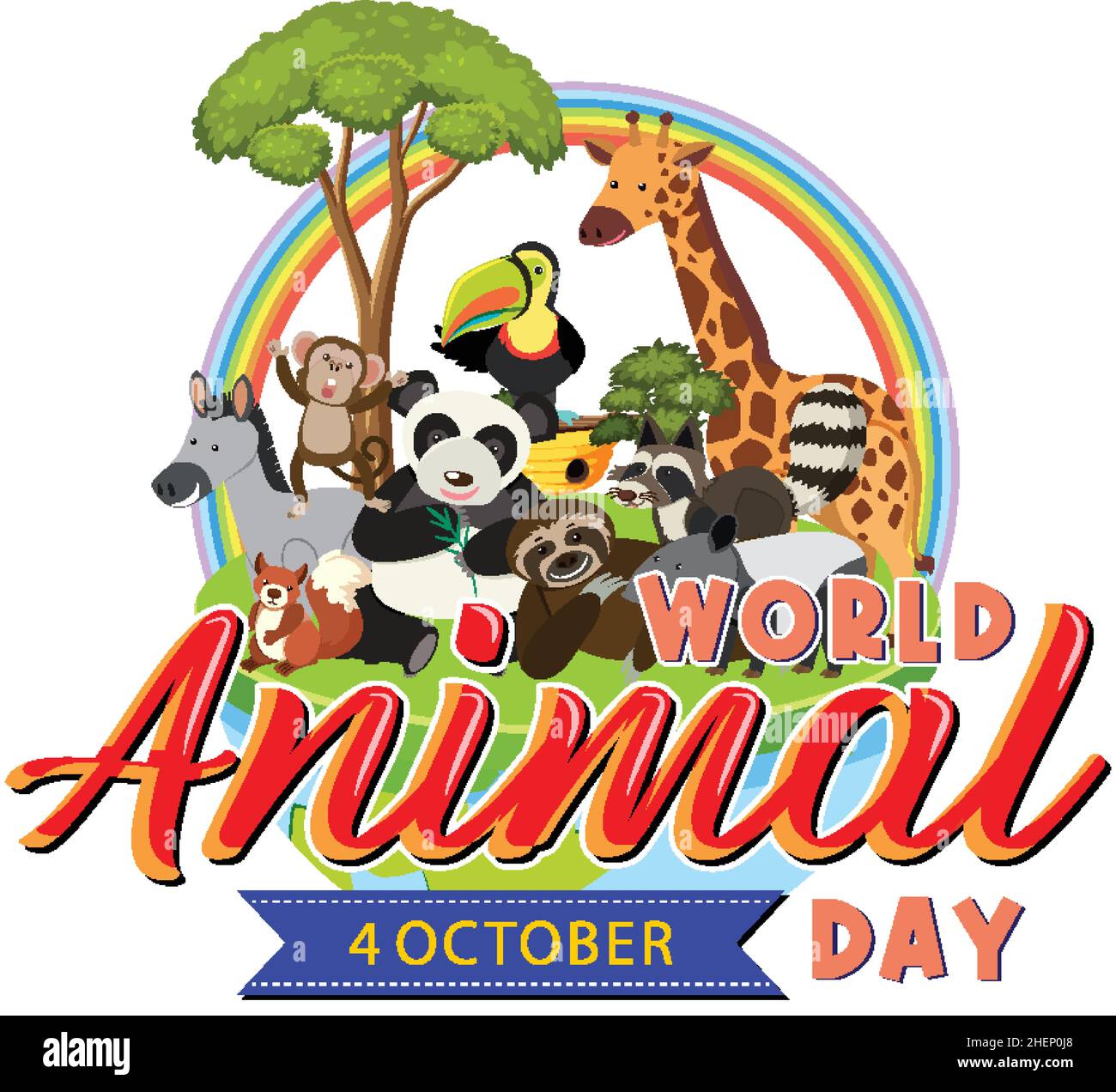 World Animal Day logo with african animals illustration Stock Vector ...