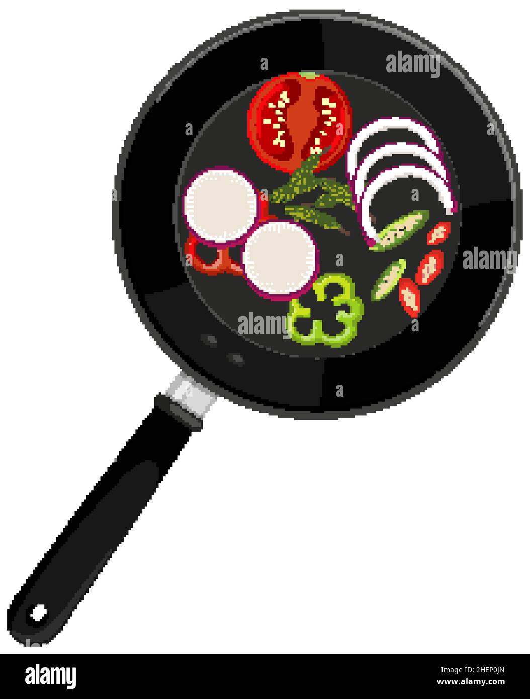 Top view of vegetables on a pan isolated illustration Stock Vector ...