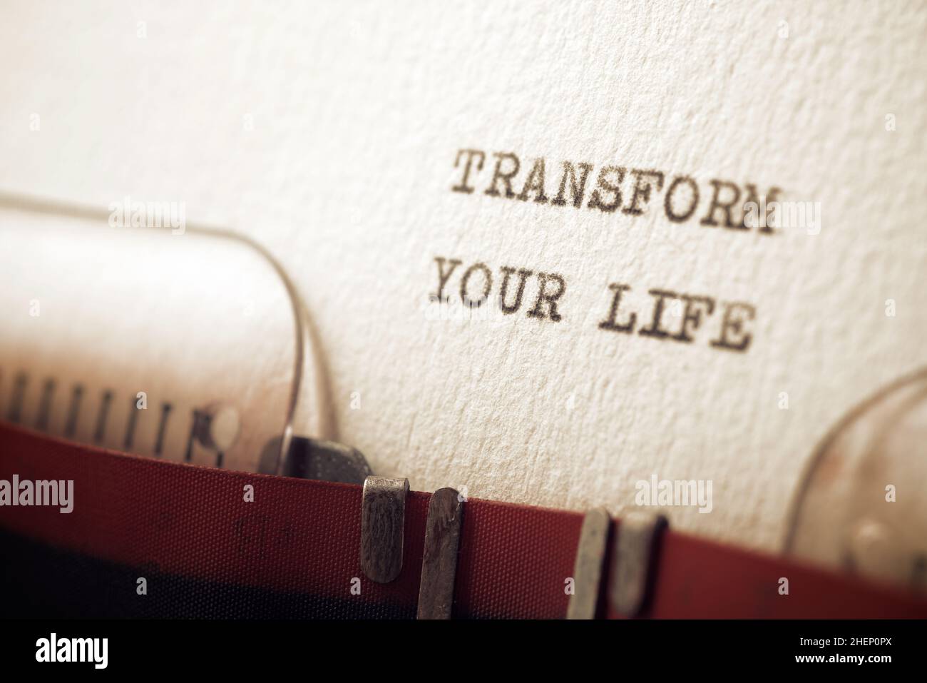 Transform your life text written with a typewriter Stock Photo - Alamy