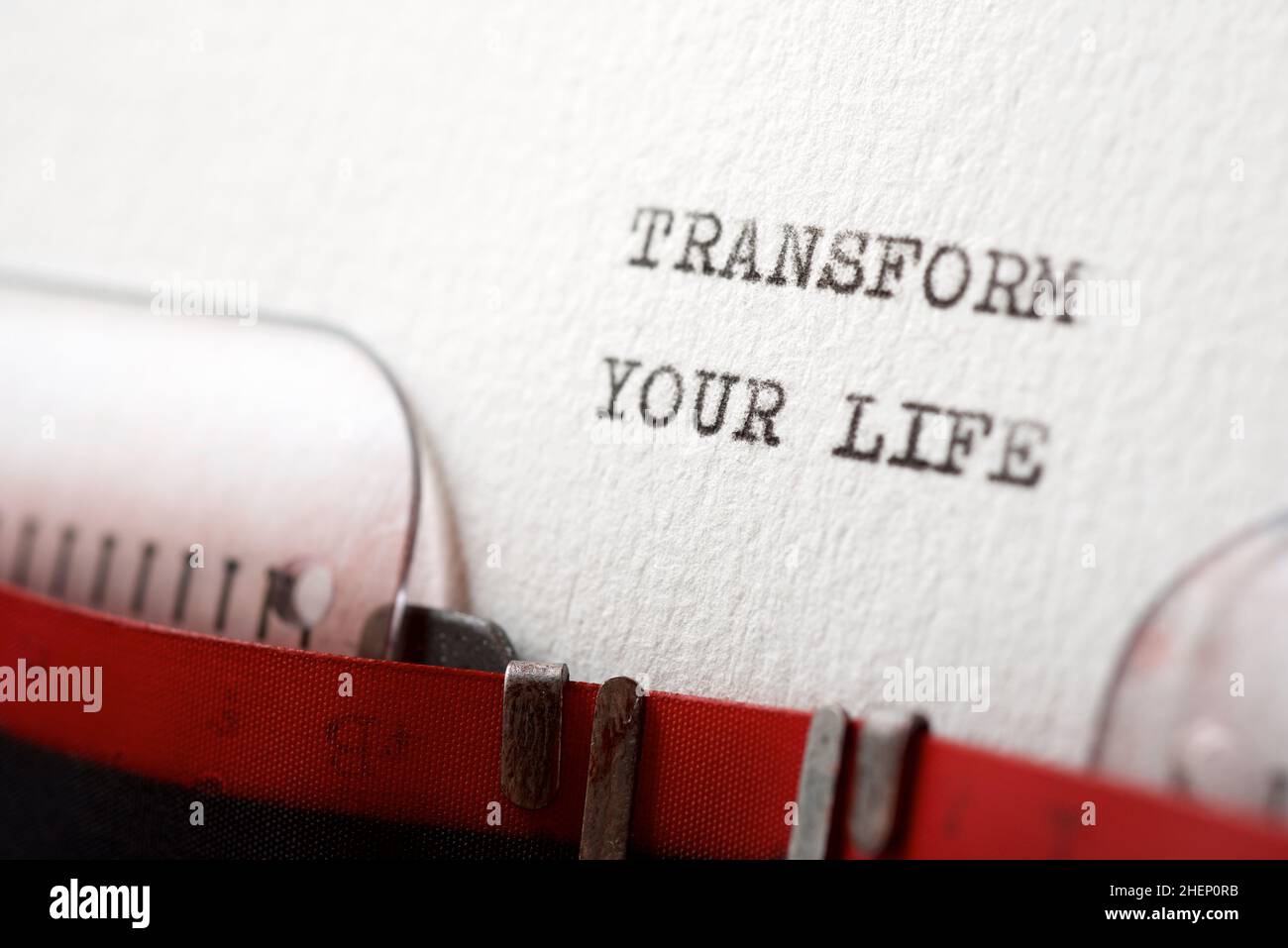 Transform your life text written with a typewriter Stock Photo - Alamy