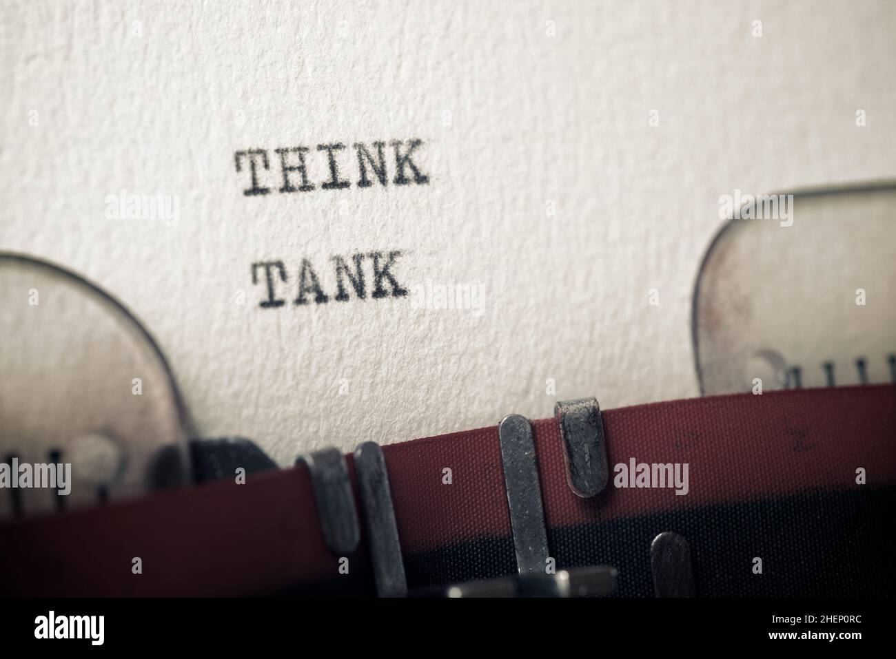 Think tank text written with a typewriter Stock Photo - Alamy