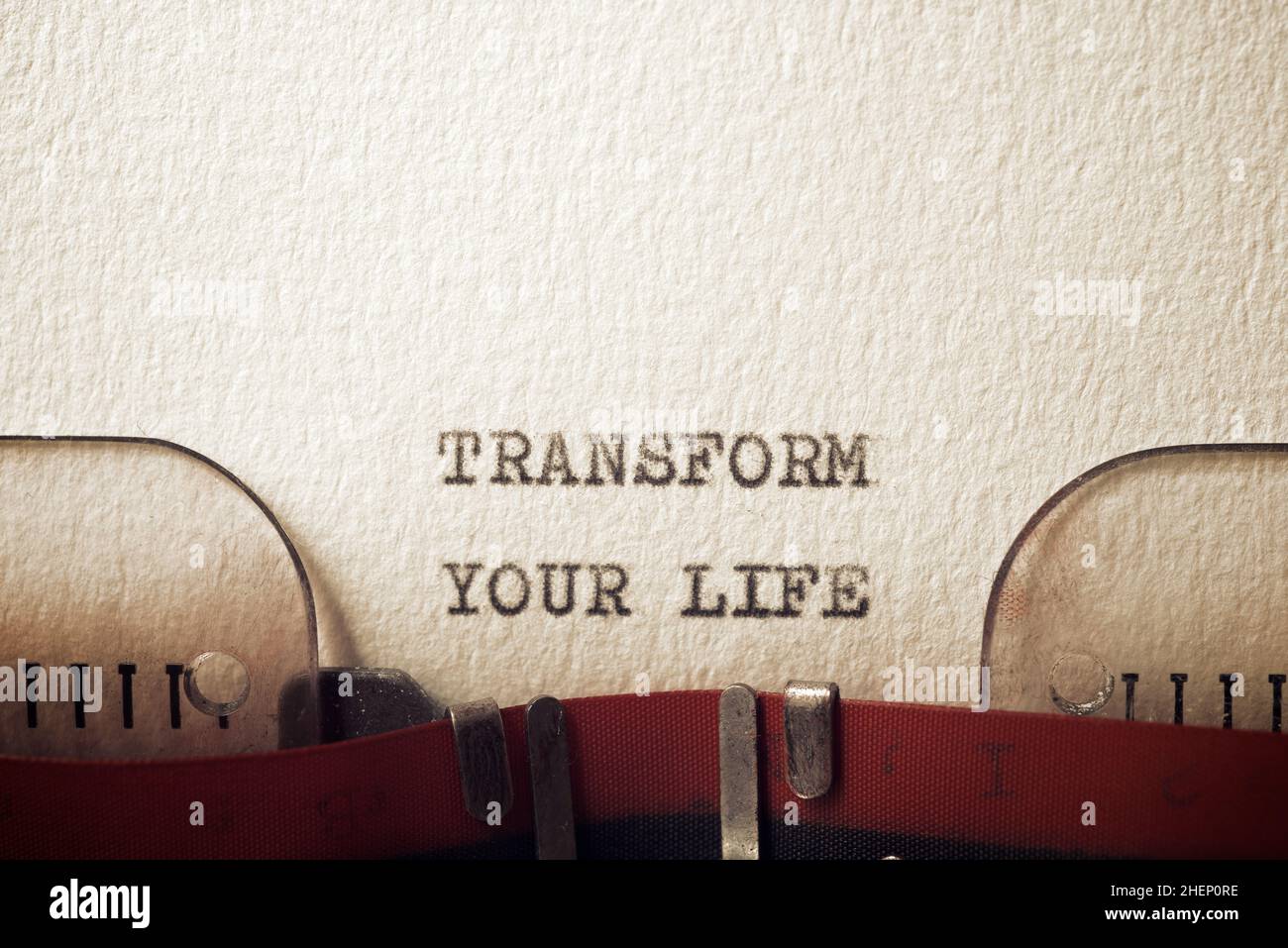 Transform your life text written with a typewriter Stock Photo - Alamy
