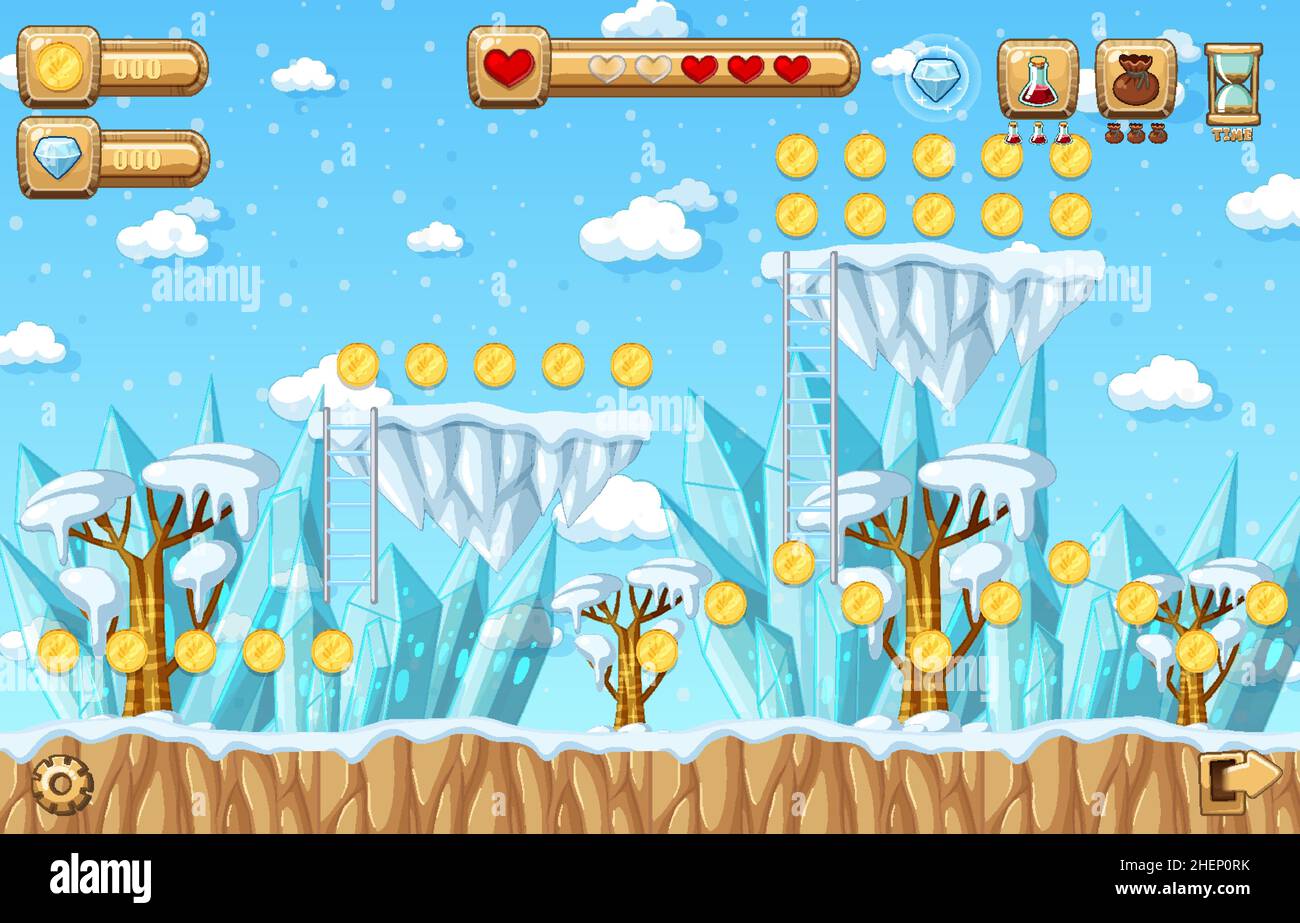 Game Template Snow Falling Scene illustration Stock Vector Image & Art ...