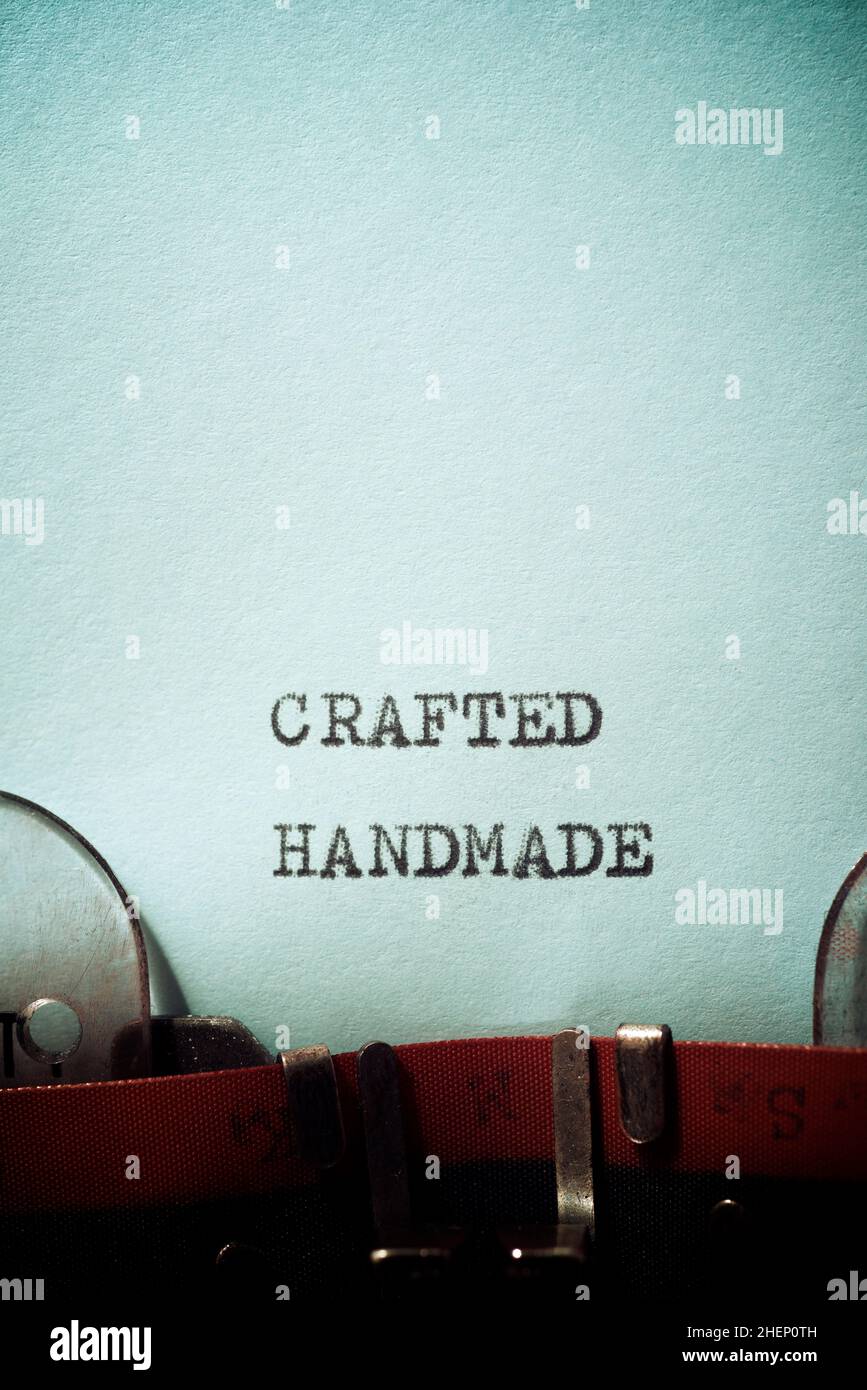 Crafted handmade text written with a typewriter Stock Photo - Alamy