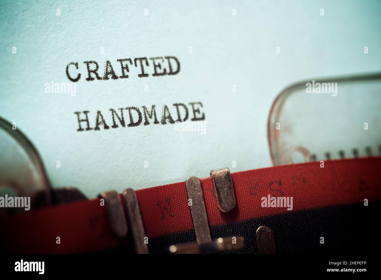 Crafted handmade text written with a typewriter Stock Photo - Alamy