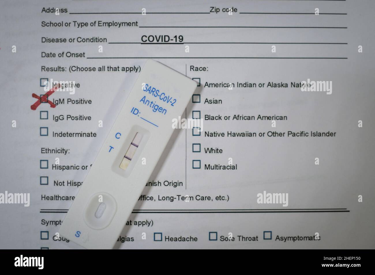 positive corona covid-19 rapid test is on a test form Stock Photo - Alamy