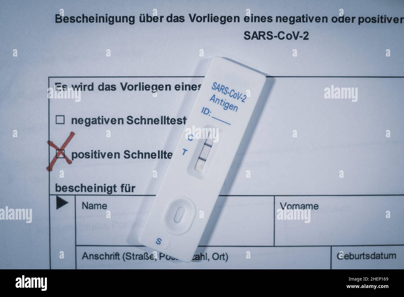 positive corona covid-19 rapid test is on a test form Stock Photo - Alamy