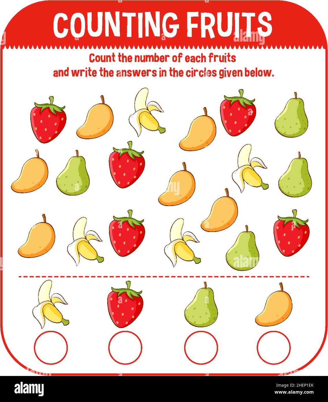 Math game template with counting fruits illustration Stock Vector Image ...