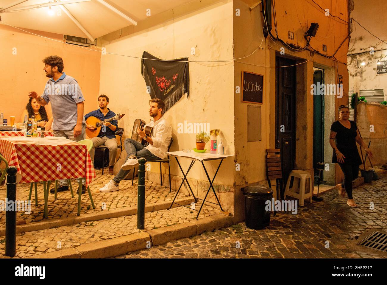 traditional Fado Music in a Fado Restaurant in the city area of Alfama ...