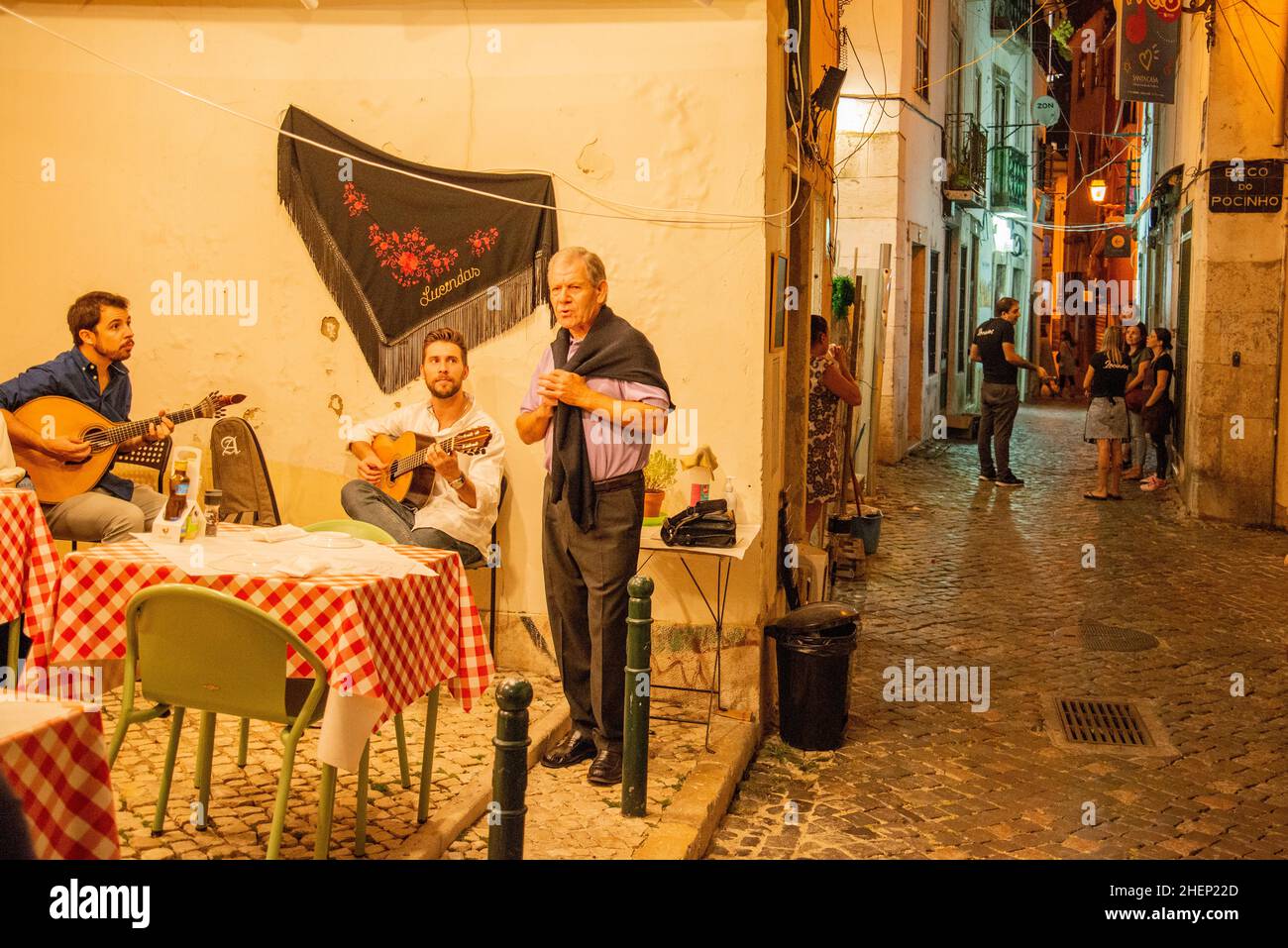 traditional Fado Music in a Fado Restaurant in the city area of Alfama ...